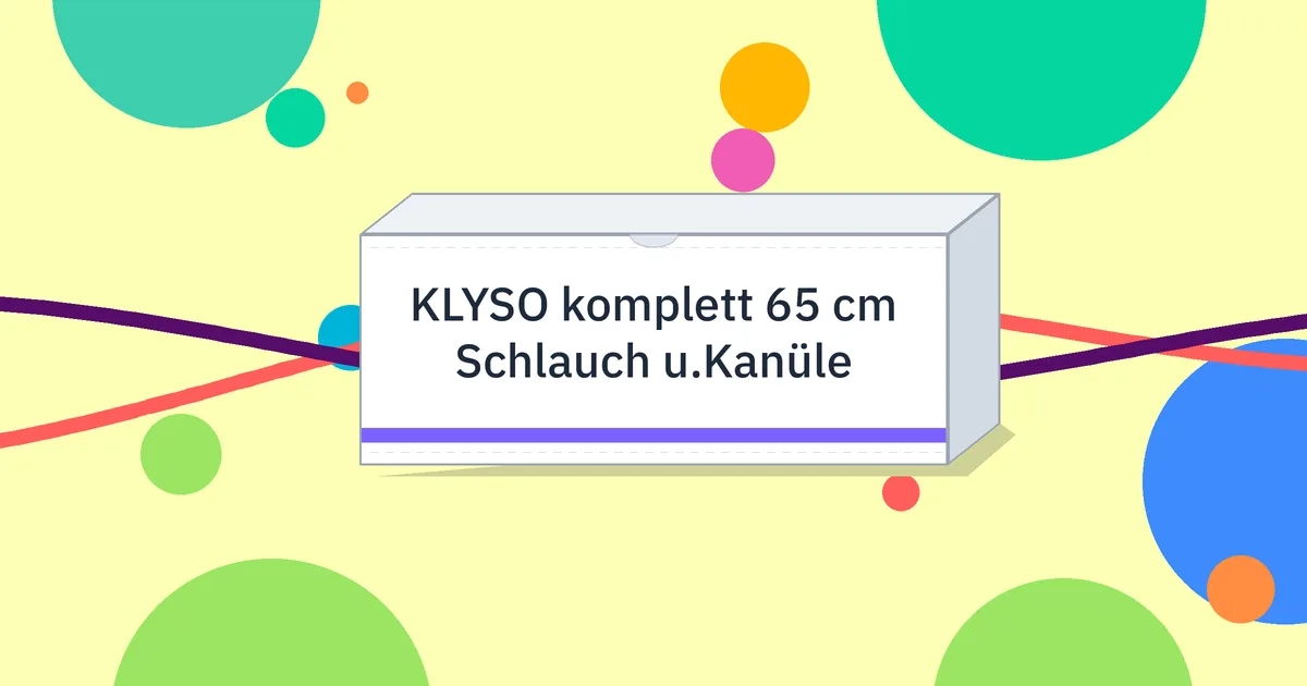Symbolbild: Packung mit der Aufschrift KLYSO komplett 65 cm Schlauch u.Kanüle (PZN 08517406) – Verfügbarkeit und Bezug in Apotheken in Frankfurt am Main