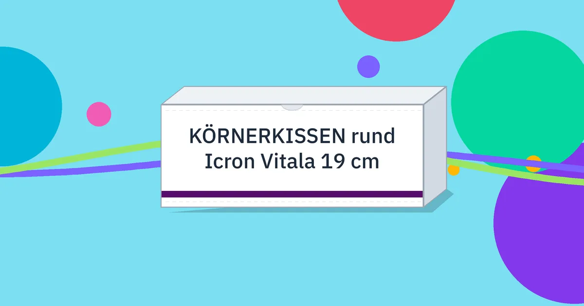 Symbolbild: Packung mit der Aufschrift KÖRNERKISSEN rund Icron Vitala 19 cm (PZN 03649066) – Verfügbarkeit und Bezug in Apotheken in Frankfurt am Main