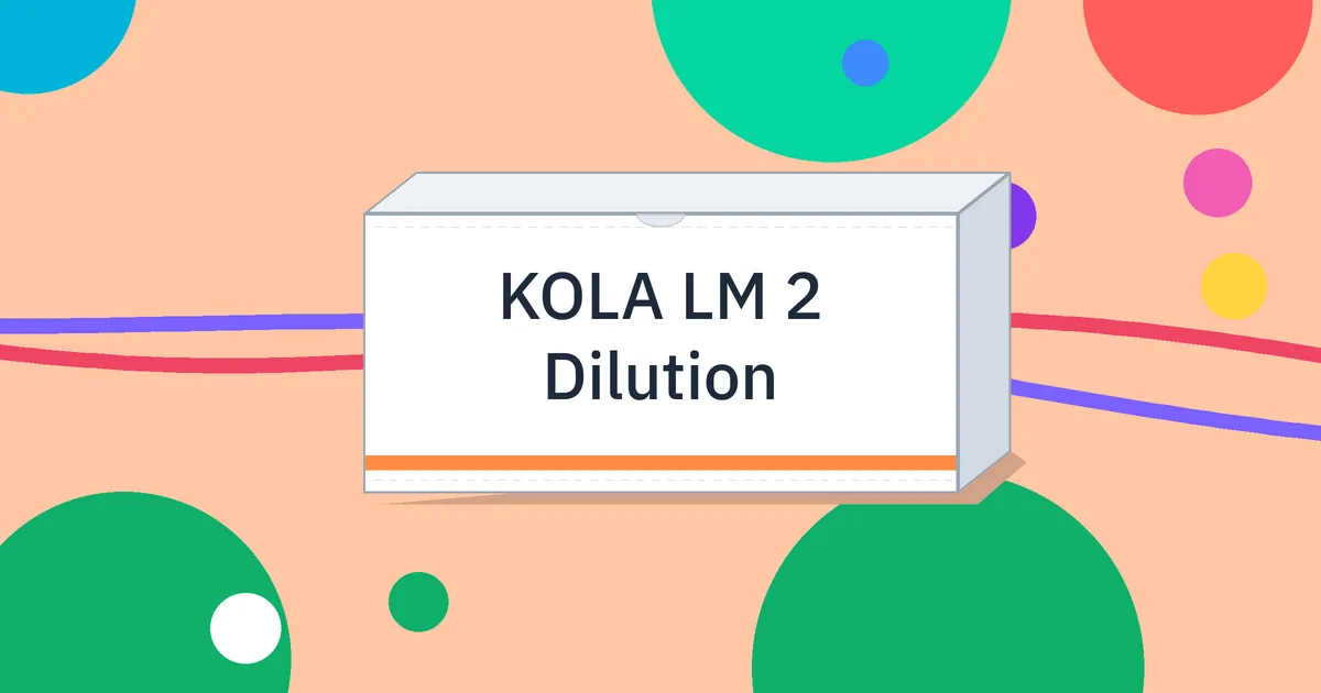 Symbolbild: Packung mit der Aufschrift KOLA LM 2 Dilution (PZN 13519301) – Verfügbarkeit und Bezug in Apotheken in Frankfurt am Main