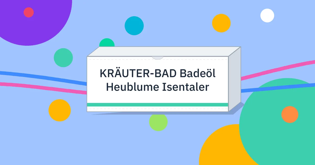 Symbolbild: Packung mit der Aufschrift KRÄUTER-BAD Badeöl Heublume Isentaler (PZN 14263111) – Verfügbarkeit und Bezug in Apotheken in Frankfurt am Main