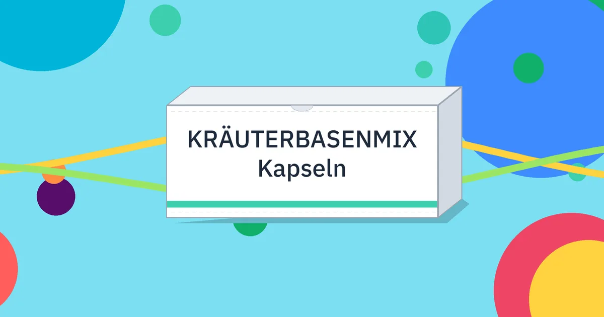 Symbolbild: Packung mit der Aufschrift KRÄUTERBASENMIX Kapseln (PZN 10321716) – Verfügbarkeit und Bezug in Apotheken in Frankfurt am Main