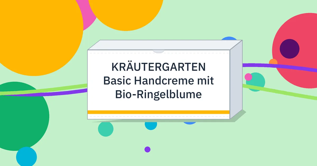 Symbolbild: Packung mit der Aufschrift KRÄUTERGARTEN Basic Handcreme mit Bio-Ringelblume (PZN 16838082) – Verfügbarkeit und Bezug in Apotheken in Frankfurt am Main