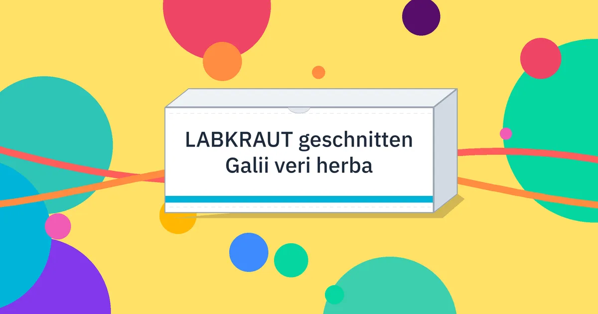Symbolbild: Packung mit der Aufschrift LABKRAUT geschnitten Galii veri herba (PZN 20953860) – Verfügbarkeit und Bezug in Apotheken in Frankfurt am Main