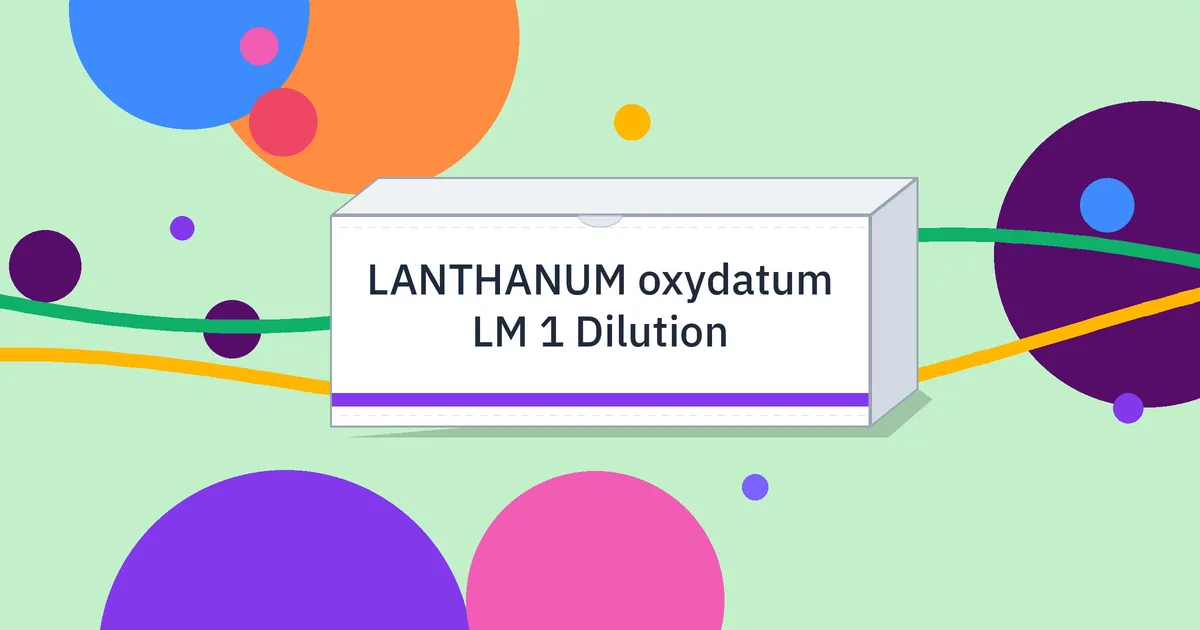 Symbolbild: Packung mit der Aufschrift LANTHANUM oxydatum LM 1 Dilution (PZN 13522065) – Verfügbarkeit und Bezug in Apotheken in Frankfurt am Main