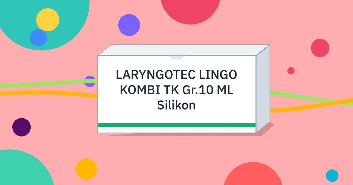 Symbolbild: Packung mit der Aufschrift LARYNGOTEC LINGO KOMBI TK Gr.10 ML Silikon (PZN 03311628) – Verfügbarkeit und Bezug in Apotheken in Frankfurt am Main
