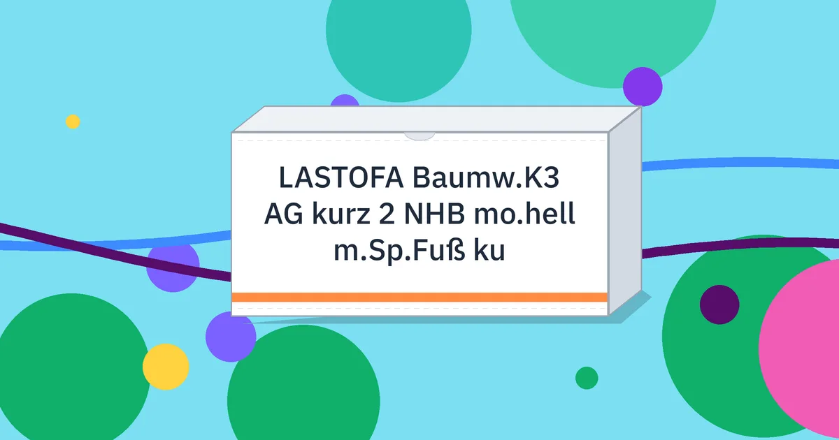 Symbolbild: Packung mit der Aufschrift LASTOFA Baumw.K3 AG kurz 2 NHB mo.hell m.Sp.Fuß ku (PZN 01955617) – Verfügbarkeit und Bezug in Apotheken in Frankfurt am Main