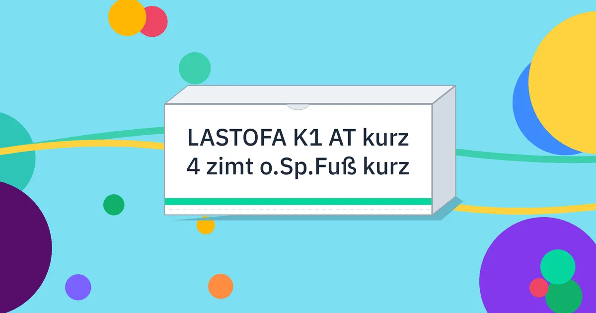 Symbolbild: Packung mit der Aufschrift LASTOFA K1 AT kurz 4 zimt o.Sp.Fuß kurz (PZN 13796207) – Verfügbarkeit und Bezug in Apotheken in Frankfurt am Main