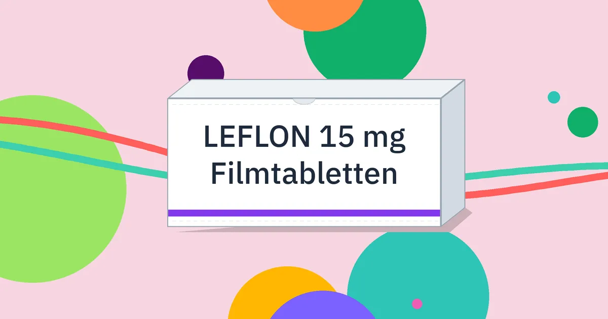 Symbolbild: Packung mit der Aufschrift LEFLON 15 mg Filmtabletten (PZN 17281664) – Verfügbarkeit und Bezug in Apotheken in Frankfurt am Main