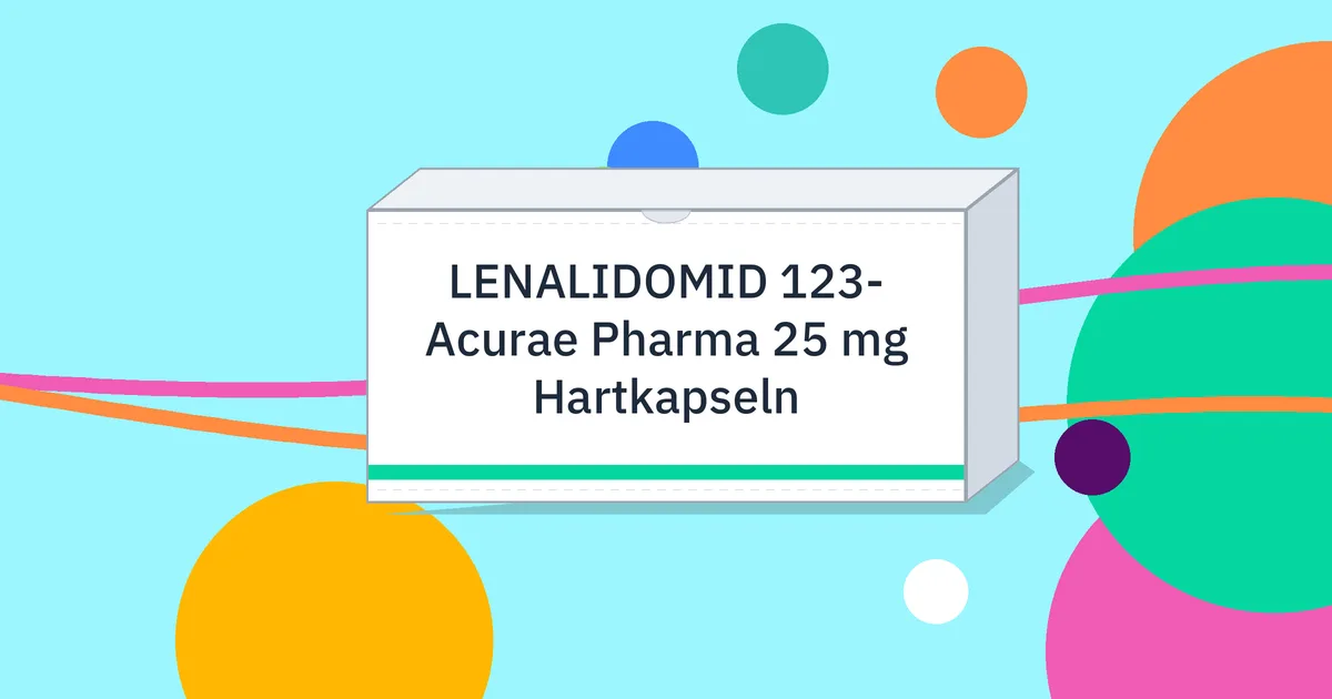 Symbolbild: Packung mit der Aufschrift LENALIDOMID 123-Acurae Pharma 25 mg Hartkapseln (PZN 17612598) – Verfügbarkeit und Bezug in Apotheken in Frankfurt am Main
