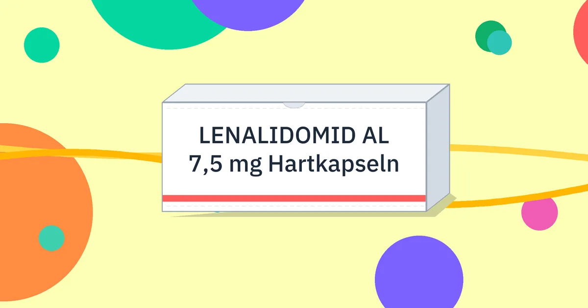 Symbolbild: Packung mit der Aufschrift LENALIDOMID AL 7,5 mg Hartkapseln (PZN 18105573) – Verfügbarkeit und Bezug in Apotheken in Frankfurt am Main