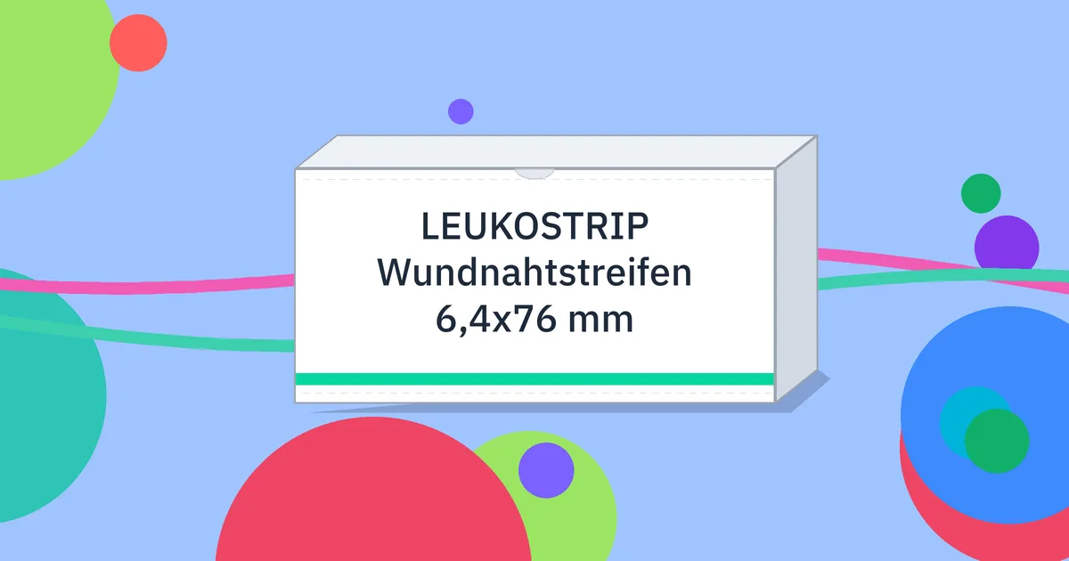 Symbolbild: Packung mit der Aufschrift LEUKOSTRIP Wundnahtstreifen 6,4x76 mm (PZN 19922038) – Verfügbarkeit und Bezug in Apotheken in Frankfurt am Main