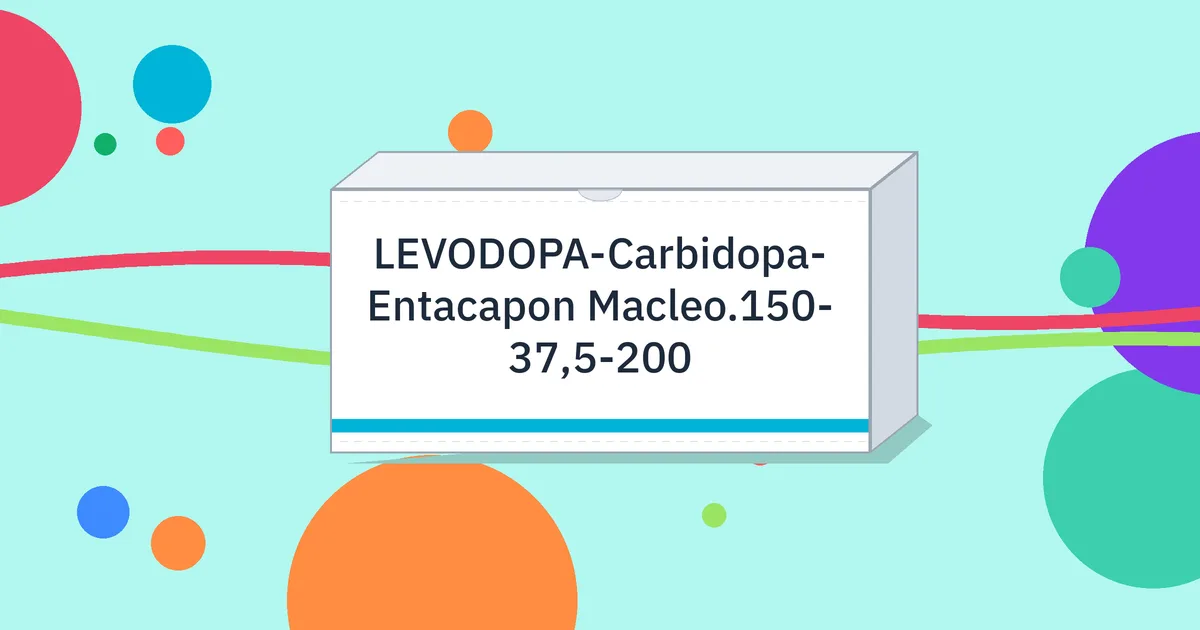 Symbolbild: Packung mit der Aufschrift LEVODOPA-Carbidopa-Entacapon Macleo.150-37,5-200 (PZN 18327196) – Verfügbarkeit und Bezug in Apotheken in Frankfurt am Main