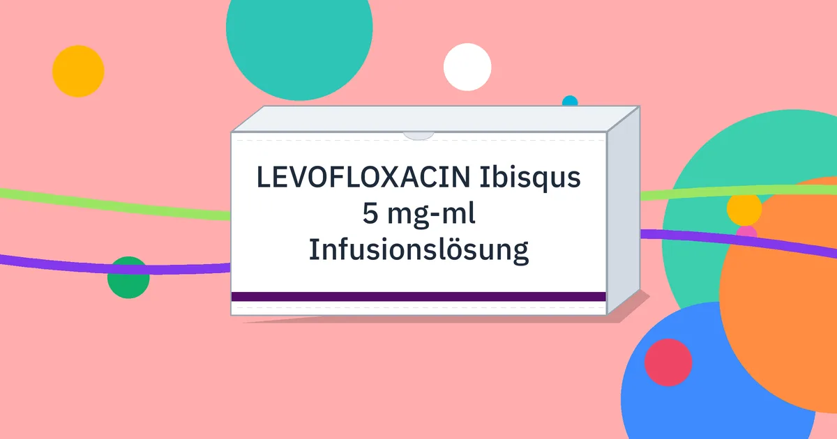 Symbolbild: Packung mit der Aufschrift LEVOFLOXACIN Ibisqus 5 mg-ml Infusionslösung (PZN 00454132) – Verfügbarkeit und Bezug in Apotheken in Frankfurt am Main