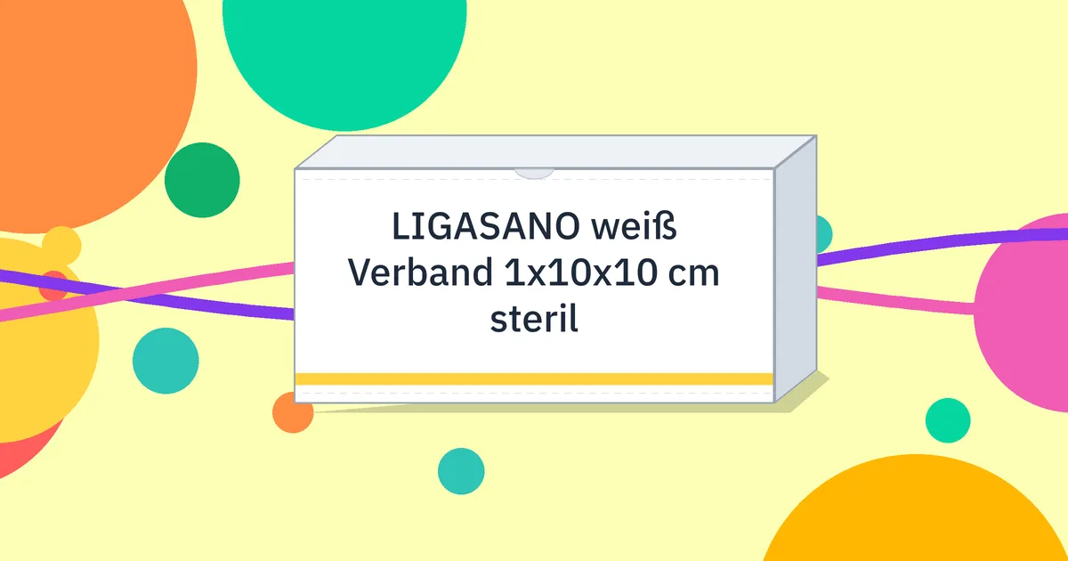 Symbolbild: Packung mit der Aufschrift LIGASANO weiß Verband 1x10x10 cm steril (PZN 19452259) – Verfügbarkeit und Bezug in Apotheken in Frankfurt am Main