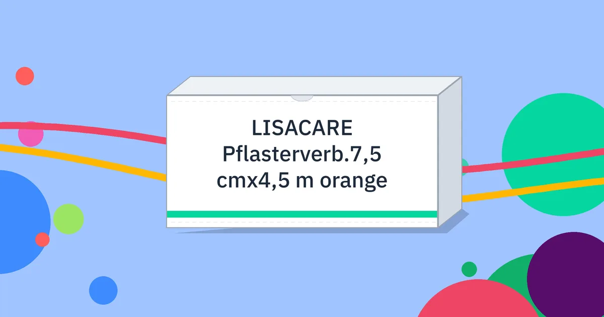 Symbolbild: Packung mit der Aufschrift LISACARE Pflasterverb.7,5 cmx4,5 m orange (PZN 17892712) – Verfügbarkeit und Bezug in Apotheken in Frankfurt am Main