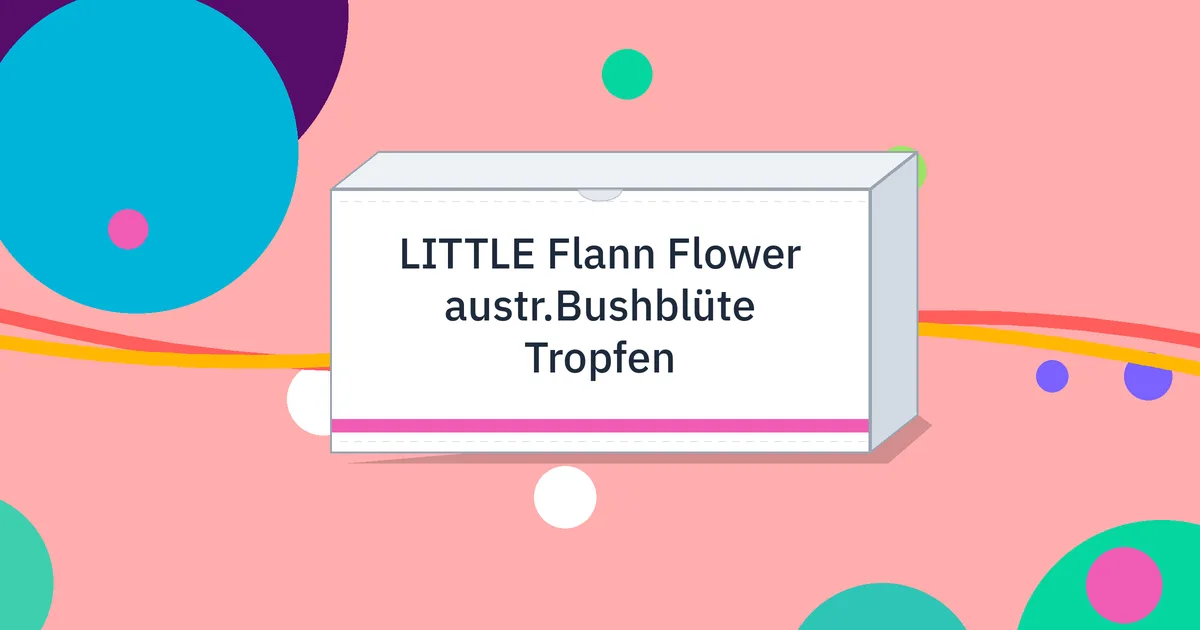 Symbolbild: Packung mit der Aufschrift LITTLE Flann Flower austr.Bushblüte Tropfen (PZN 06126630) – Verfügbarkeit und Bezug in Apotheken in Frankfurt am Main