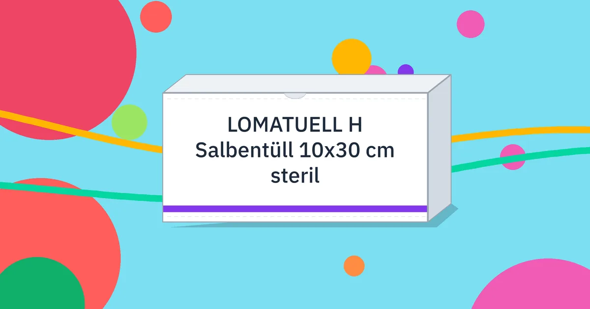 Symbolbild: Packung mit der Aufschrift LOMATUELL H Salbentüll 10x30 cm steril (PZN 19701751) – Verfügbarkeit und Bezug in Apotheken in Frankfurt am Main