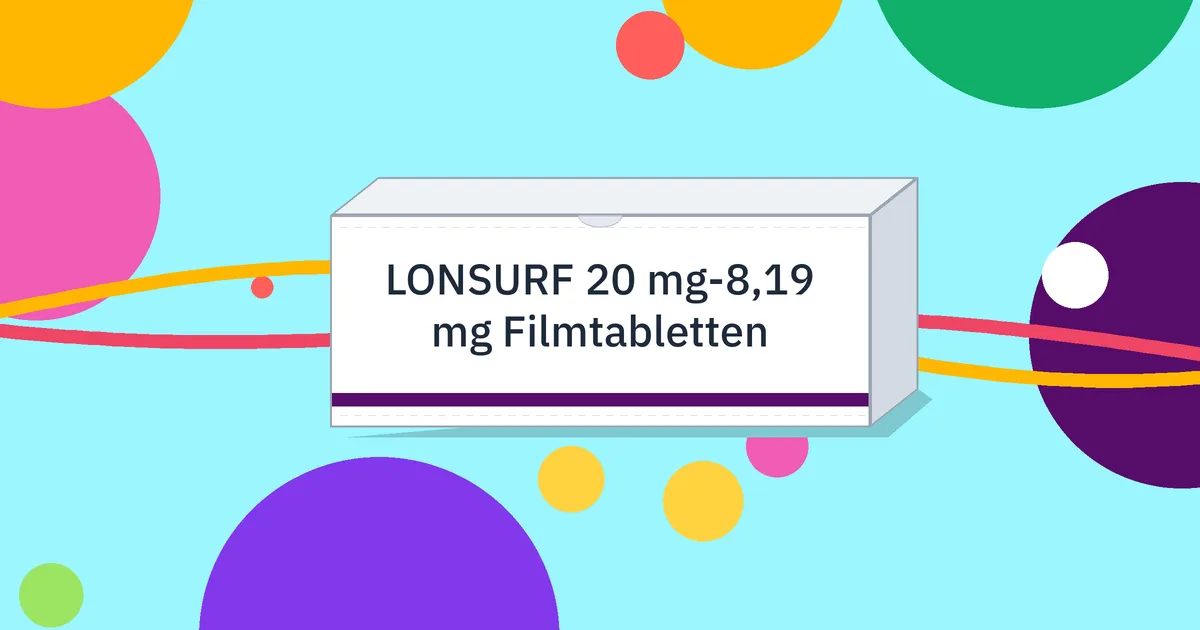 Symbolbild: Packung mit der Aufschrift LONSURF 20 mg-8,19 mg Filmtabletten (PZN 12734434) – Verfügbarkeit und Bezug in Apotheken in Frankfurt am Main