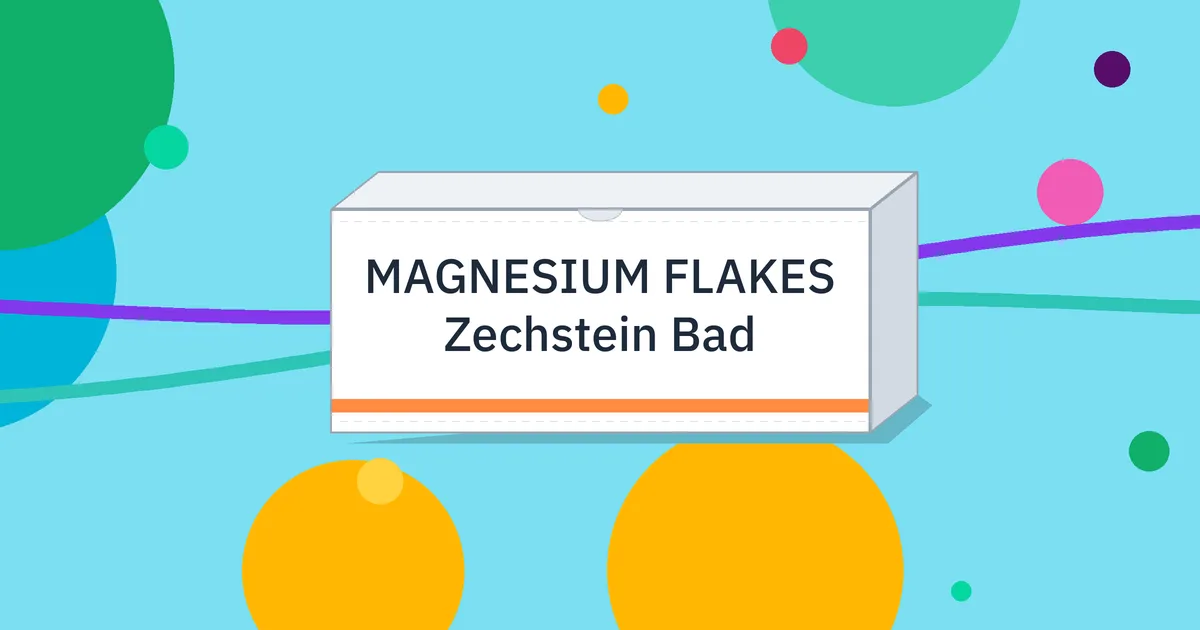 Symbolbild: Packung mit der Aufschrift MAGNESIUM FLAKES Zechstein Bad (PZN 13889682) – Verfügbarkeit und Bezug in Apotheken in Frankfurt am Main
