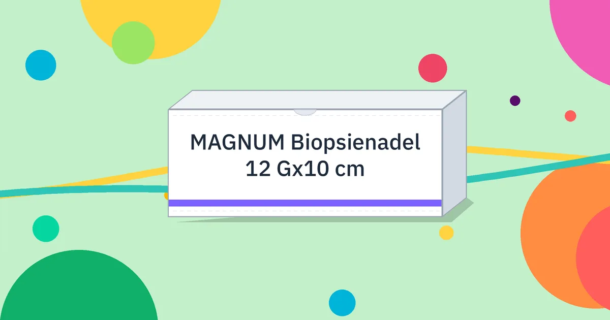 Symbolbild: Packung mit der Aufschrift MAGNUM Biopsienadel 12 Gx10 cm (PZN 03405097) – Verfügbarkeit und Bezug in Apotheken in Frankfurt am Main