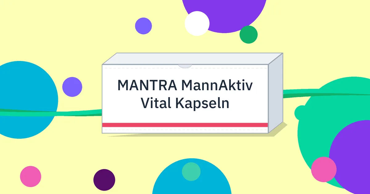 Symbolbild: Packung mit der Aufschrift MANTRA MannAktiv Vital Kapseln (PZN 15297187) – Verfügbarkeit und Bezug in Apotheken in Frankfurt am Main