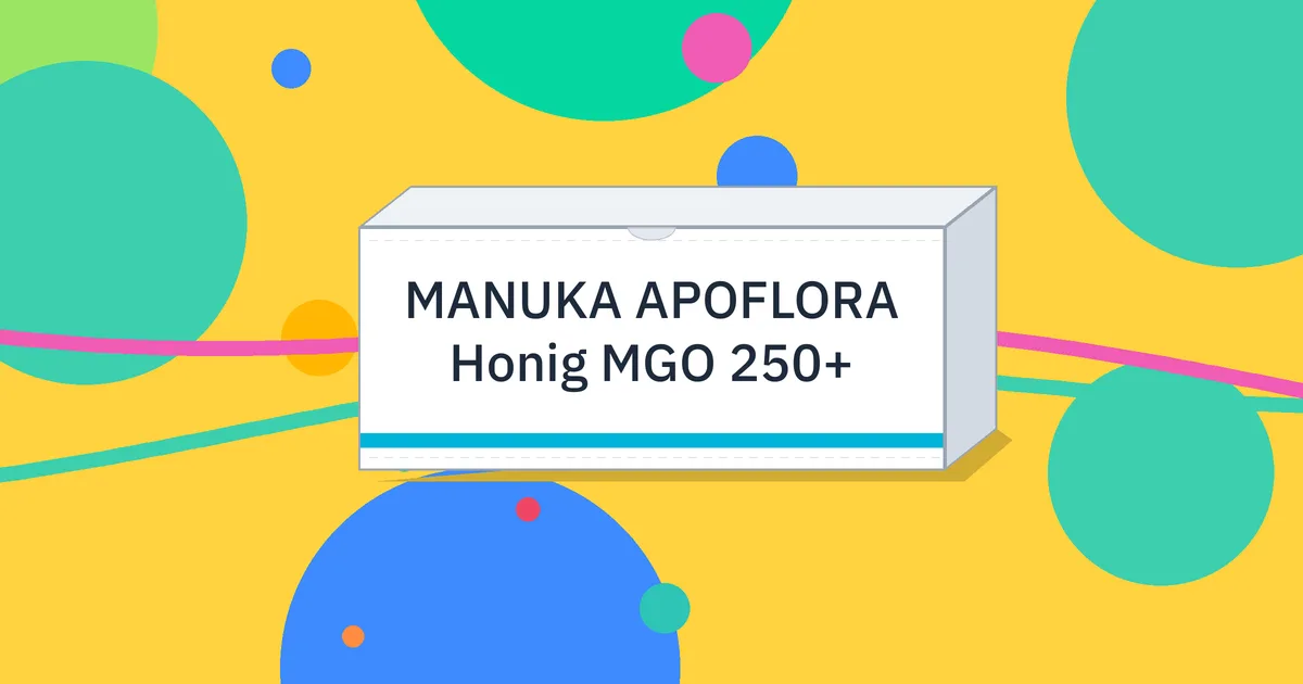 Symbolbild: Packung mit der Aufschrift MANUKA APOFLORA Honig MGO 250+ (PZN 20382185) – Verfügbarkeit und Bezug in Apotheken in Frankfurt am Main