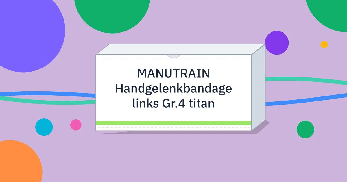 Symbolbild: Packung mit der Aufschrift MANUTRAIN Handgelenkbandage links Gr.4 titan (PZN 01286010) – Verfügbarkeit und Bezug in Apotheken in Frankfurt am Main