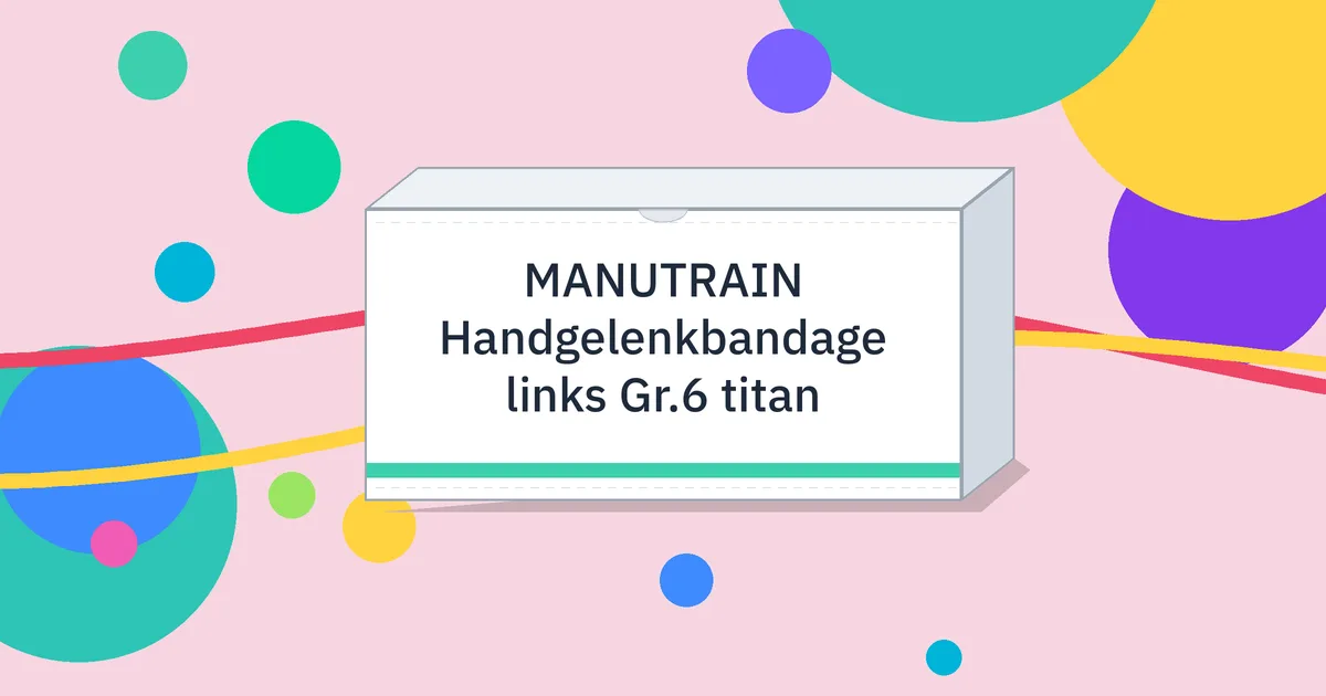Symbolbild: Packung mit der Aufschrift MANUTRAIN Handgelenkbandage links Gr.6 titan (PZN 01286091) – Verfügbarkeit und Bezug in Apotheken in Frankfurt am Main