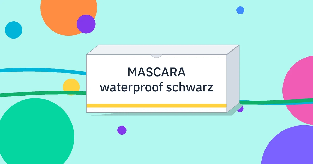 Symbolbild: Packung mit der Aufschrift MASCARA waterproof schwarz (PZN 06898752) – Verfügbarkeit und Bezug in Apotheken in Frankfurt am Main
