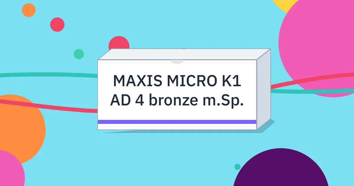 Symbolbild: Packung mit der Aufschrift MAXIS MICRO K1 AD 4 bronze m.Sp. (PZN 17672005) – Verfügbarkeit und Bezug in Apotheken in Frankfurt am Main