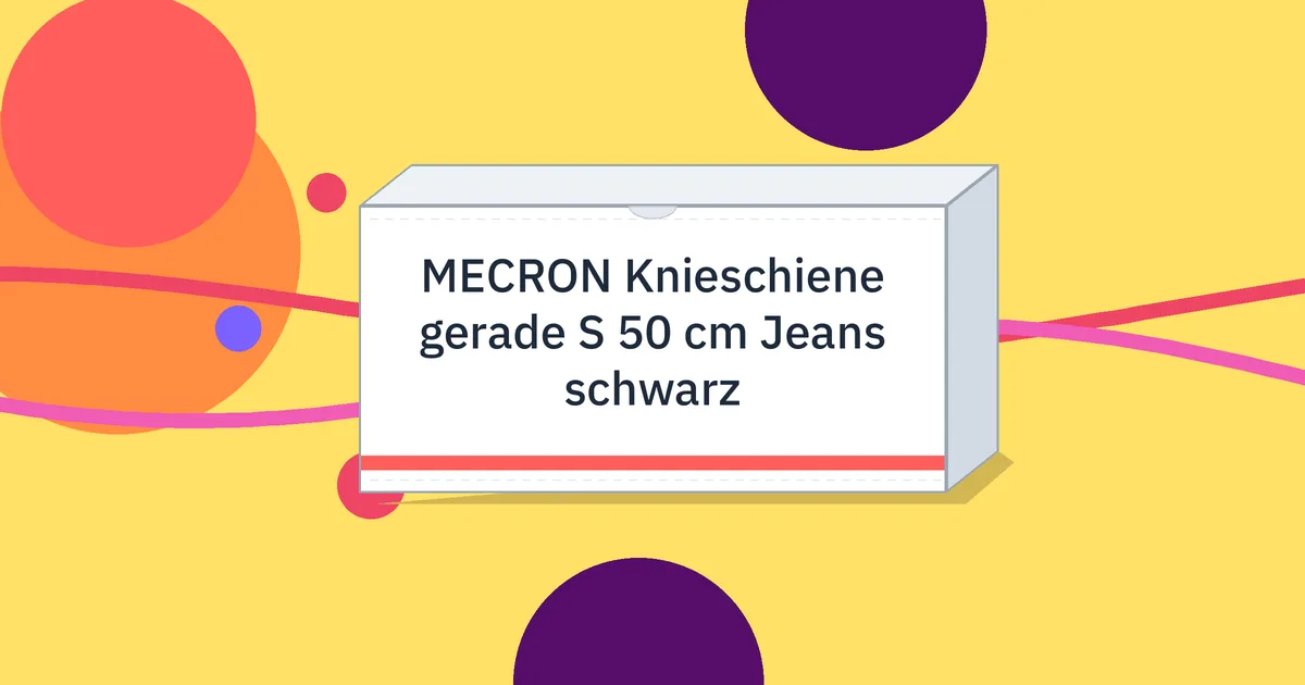Symbolbild: Packung mit der Aufschrift MECRON Knieschiene gerade S 50 cm Jeans schwarz (PZN 02905030) – Verfügbarkeit und Bezug in Apotheken in Frankfurt am Main