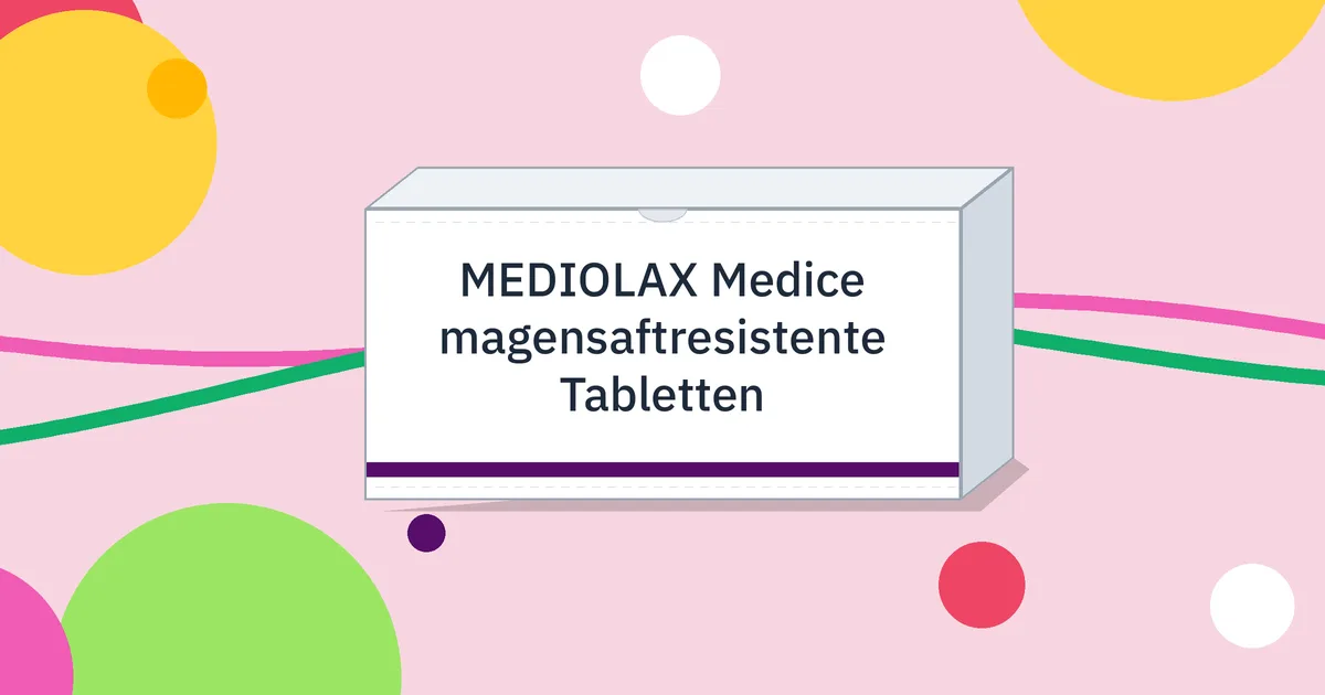 Symbolbild: Packung mit der Aufschrift MEDIOLAX Medice magensaftresistente Tabletten (PZN 07774041) – Verfügbarkeit und Bezug in Apotheken in Frankfurt am Main