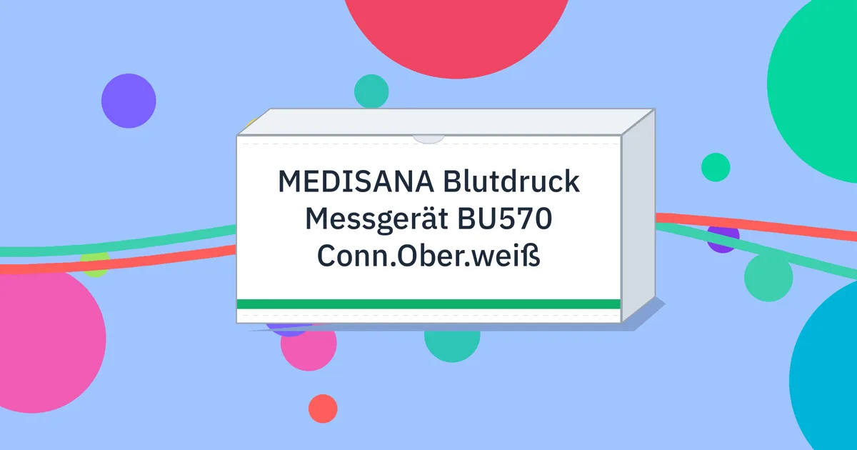 Symbolbild: Packung mit der Aufschrift MEDISANA Blutdruck Messgerät BU570 Conn.Ober.weiß (PZN 19834699) – Verfügbarkeit und Bezug in Apotheken in Frankfurt am Main