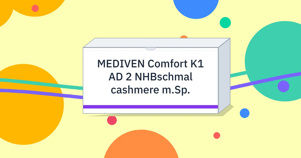 Symbolbild: Packung mit der Aufschrift MEDIVEN Comfort K1 AD 2 NHBschmal cashmere m.Sp. (PZN 14659547) – Verfügbarkeit und Bezug in Apotheken in Frankfurt am Main