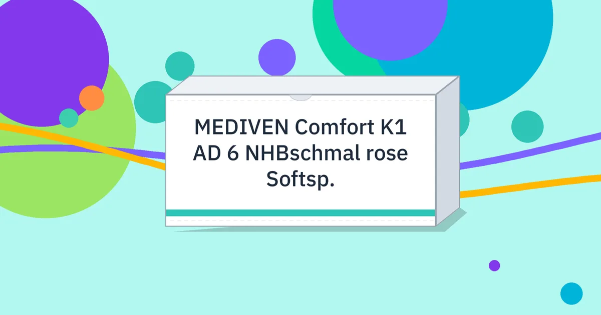 Symbolbild: Packung mit der Aufschrift MEDIVEN Comfort K1 AD 6 NHBschmal rose Softsp. (PZN 14561601) – Verfügbarkeit und Bezug in Apotheken in Frankfurt am Main