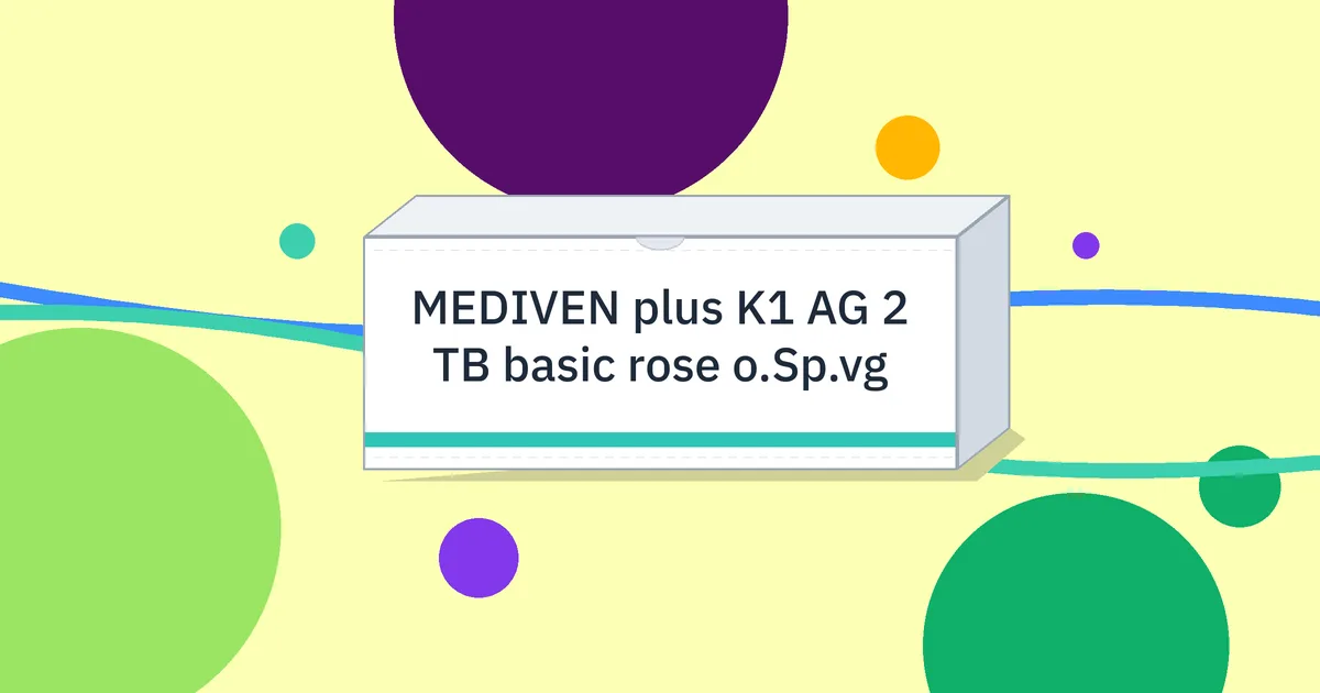 Symbolbild: Packung mit der Aufschrift MEDIVEN plus K1 AG 2 TB basic rose o.Sp.vg (PZN 15057359) – Verfügbarkeit und Bezug in Apotheken in Frankfurt am Main