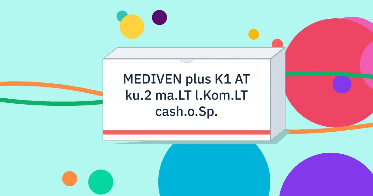 Symbolbild: Packung mit der Aufschrift MEDIVEN plus K1 AT ku.2 ma.LT l.Kom.LT cash.o.Sp. (PZN 15071655) – Verfügbarkeit und Bezug in Apotheken in Frankfurt am Main