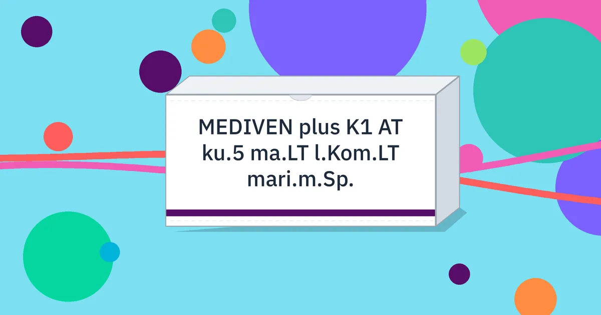 Symbolbild: Packung mit der Aufschrift MEDIVEN plus K1 AT ku.5 ma.LT l.Kom.LT mari.m.Sp. (PZN 15071313) – Verfügbarkeit und Bezug in Apotheken in Frankfurt am Main
