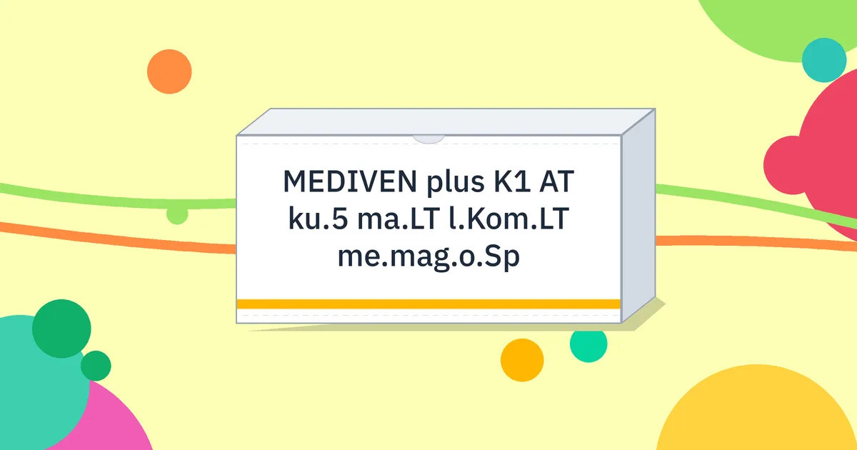Symbolbild: Packung mit der Aufschrift MEDIVEN plus K1 AT ku.5 ma.LT l.Kom.LT me.mag.o.Sp (PZN 15072123) – Verfügbarkeit und Bezug in Apotheken in Frankfurt am Main