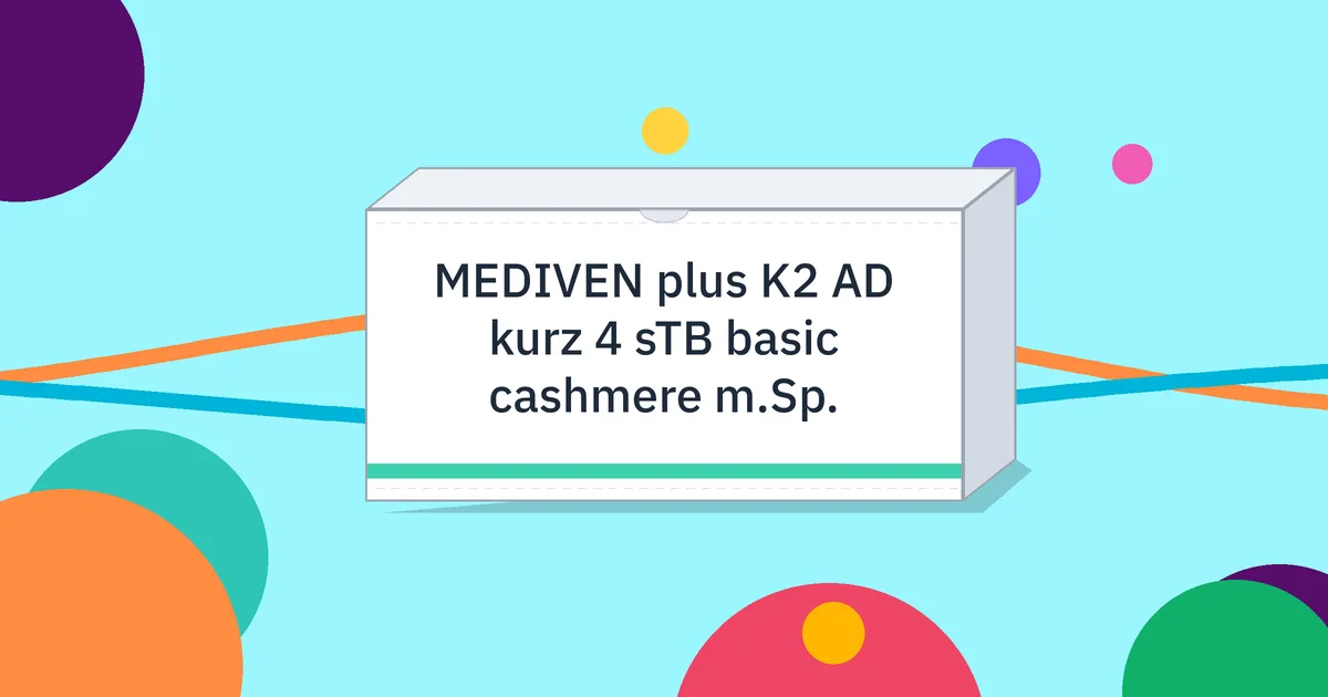 Symbolbild: Packung mit der Aufschrift MEDIVEN plus K2 AD kurz 4 sTB basic cashmere m.Sp. (PZN 15099524) – Verfügbarkeit und Bezug in Apotheken in Frankfurt am Main