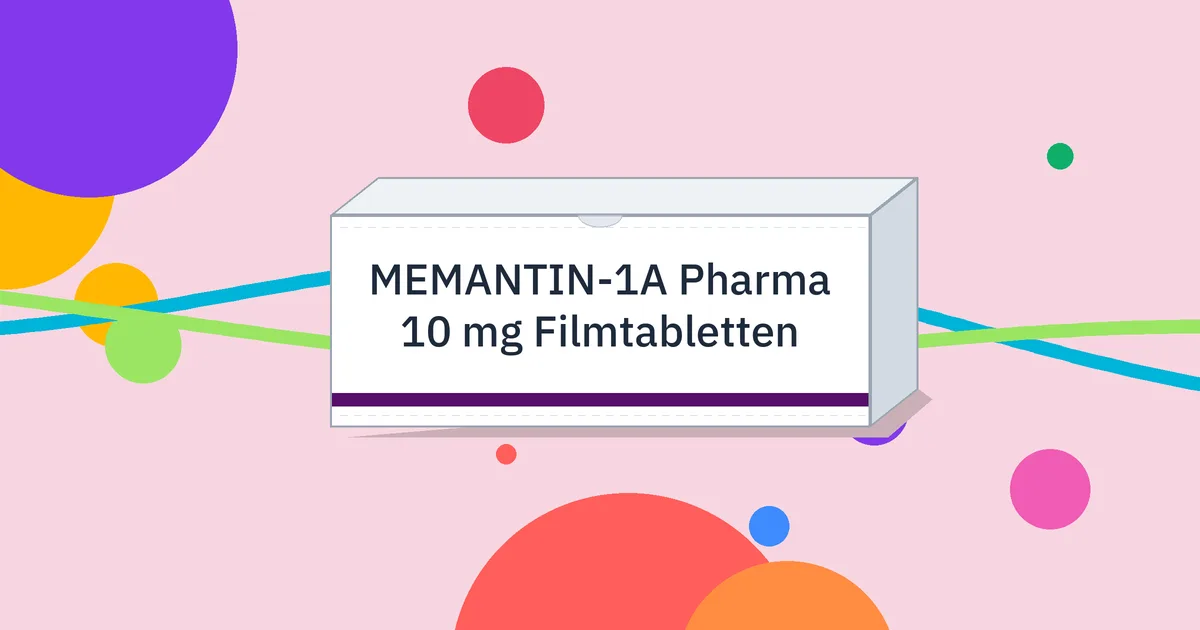 Symbolbild: Packung mit der Aufschrift MEMANTIN-1A Pharma 10 mg Filmtabletten (PZN 04706458) – Verfügbarkeit und Bezug in Apotheken in Frankfurt am Main