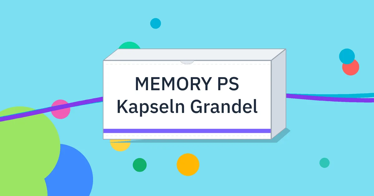 Symbolbild: Packung mit der Aufschrift MEMORY PS Kapseln Grandel (PZN 01026763) – Verfügbarkeit und Bezug in Apotheken in Frankfurt am Main