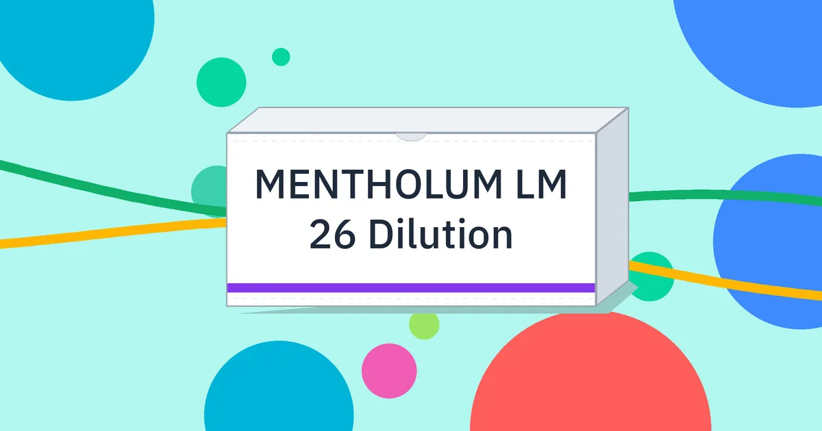 Symbolbild: Packung mit der Aufschrift MENTHOLUM LM 26 Dilution (PZN 13604834) – Verfügbarkeit und Bezug in Apotheken in Frankfurt am Main
