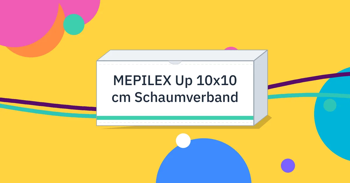 Symbolbild: Packung mit der Aufschrift MEPILEX Up 10x10 cm Schaumverband (PZN 19808785) – Verfügbarkeit und Bezug in Apotheken in Frankfurt am Main