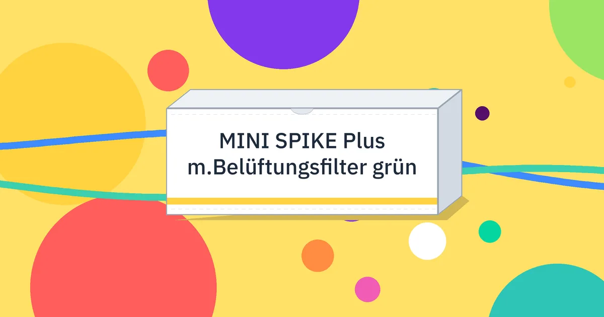 Symbolbild: Packung mit der Aufschrift MINI SPIKE Plus m.Belüftungsfilter grün (PZN 19702638) – Verfügbarkeit und Bezug in Apotheken in Frankfurt am Main