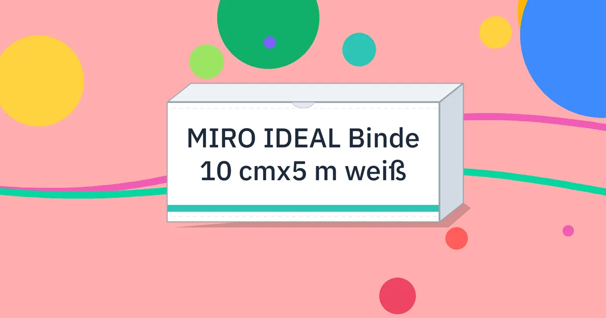 Symbolbild: Packung mit der Aufschrift MIRO IDEAL Binde 10 cmx5 m weiß (PZN 06853241) – Verfügbarkeit und Bezug in Apotheken in Frankfurt am Main