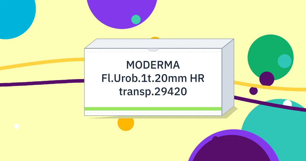 Symbolbild: Packung mit der Aufschrift MODERMA Fl.Urob.1t.20mm HR transp.29420 (PZN 01383888) – Verfügbarkeit und Bezug in Apotheken in Frankfurt am Main