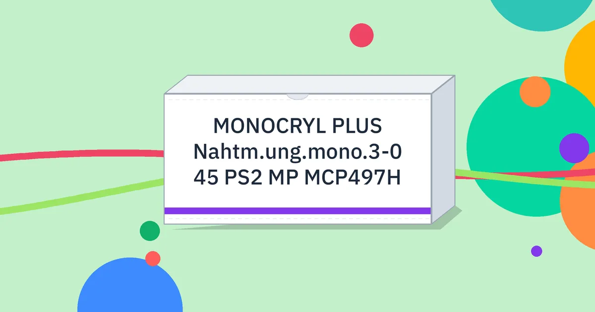 Symbolbild: Packung mit der Aufschrift MONOCRYL PLUS Nahtm.ung.mono.3-0 45 PS2 MP MCP497H (PZN 16786540) – Verfügbarkeit und Bezug in Apotheken in Frankfurt am Main