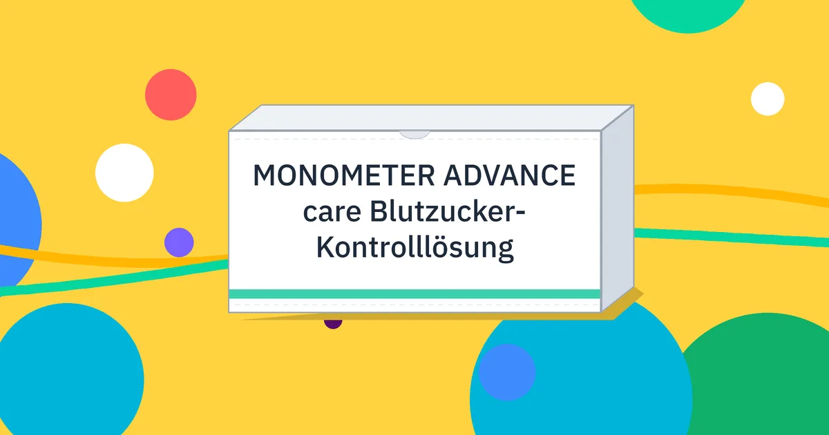 Symbolbild: Packung mit der Aufschrift MONOMETER ADVANCE care Blutzucker-Kontrolllösung (PZN 18839660) – Verfügbarkeit und Bezug in Apotheken in Frankfurt am Main