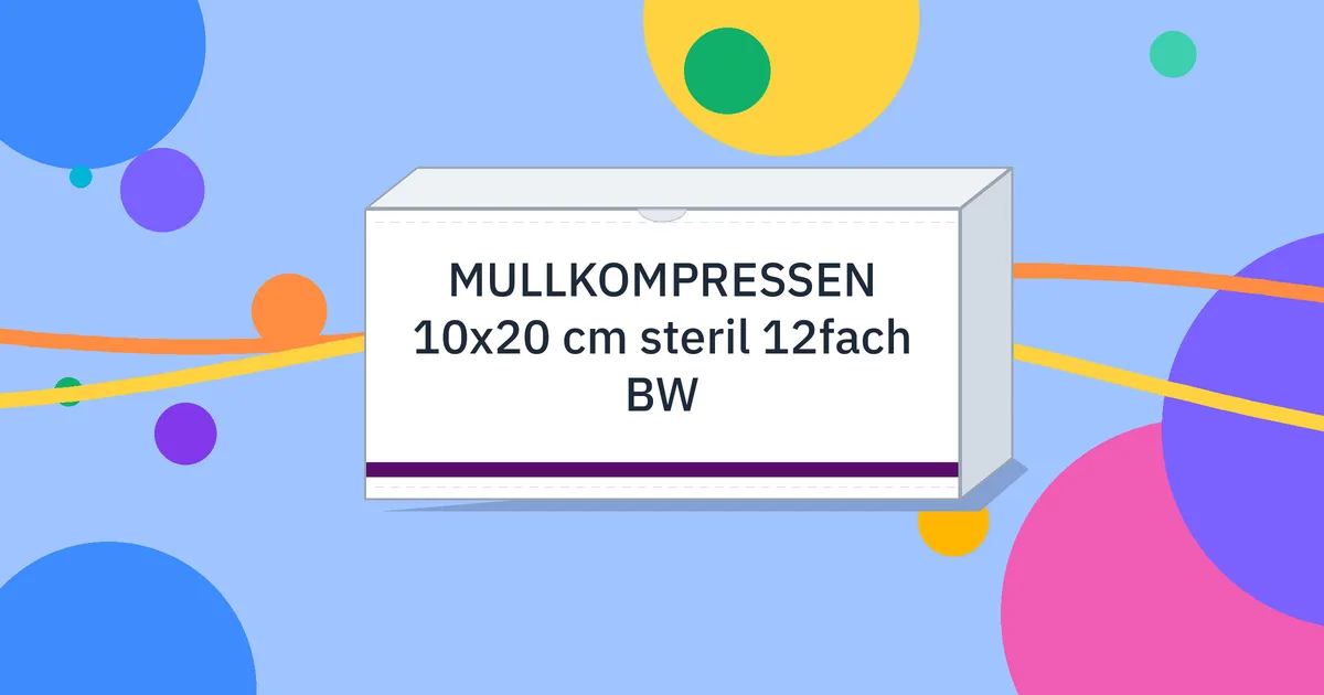 Symbolbild: Packung mit der Aufschrift MULLKOMPRESSEN 10x20 cm steril 12fach BW (PZN 07259190) – Verfügbarkeit und Bezug in Apotheken in Frankfurt am Main